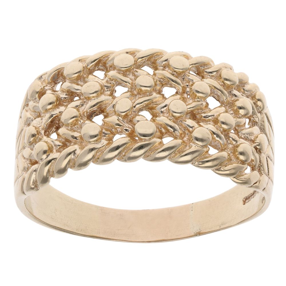9ct Yellow Gold Four Row Keeper Ring RAMS752357062009 | Ramsdens Jewellery