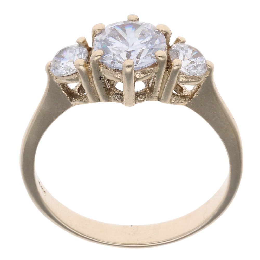 9ct Yellow Gold Three Stone Cubic Zirconia Ring RAMS746339525004 ...