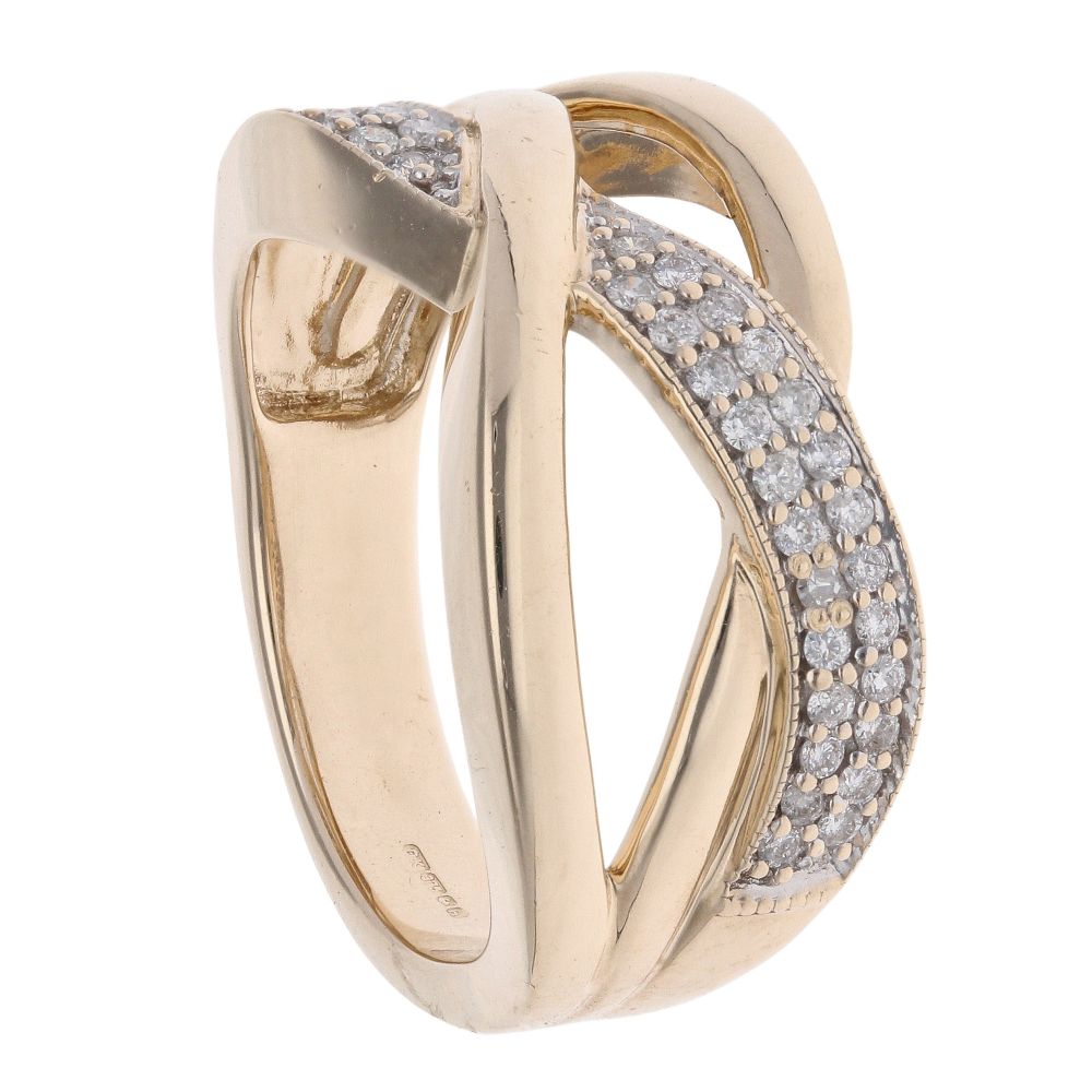 9ct Yellow Gold 0.20ct Diamond Crossover Ring RAMS658338086001 ...