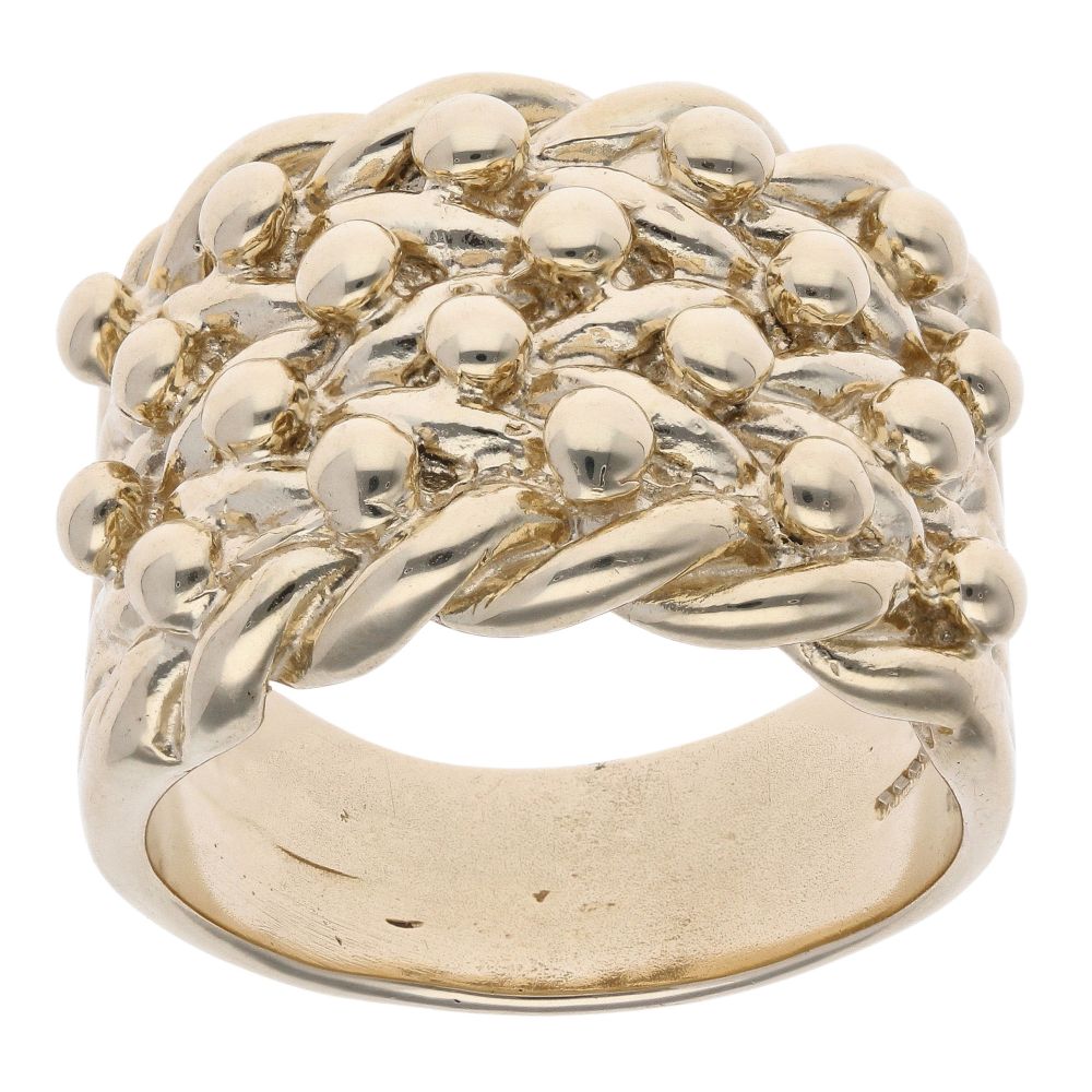 9ct Yellow Gold Four Row Keeper Ring RAMS202002602801 | Ramsdens Jewellery