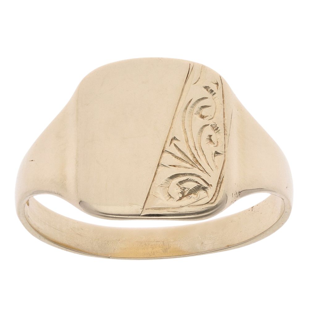 9ct Yellow Gold Patterned Signet Ring RAMS985347770007 | Ramsdens Jewellery