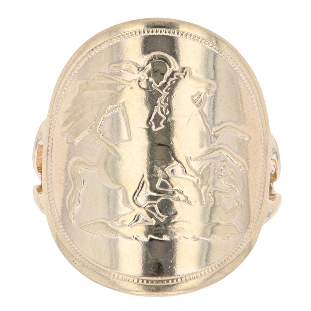 9ct Yellow Gold St George Coin Ring RAMS674353191002 | Ramsdens Jewellery