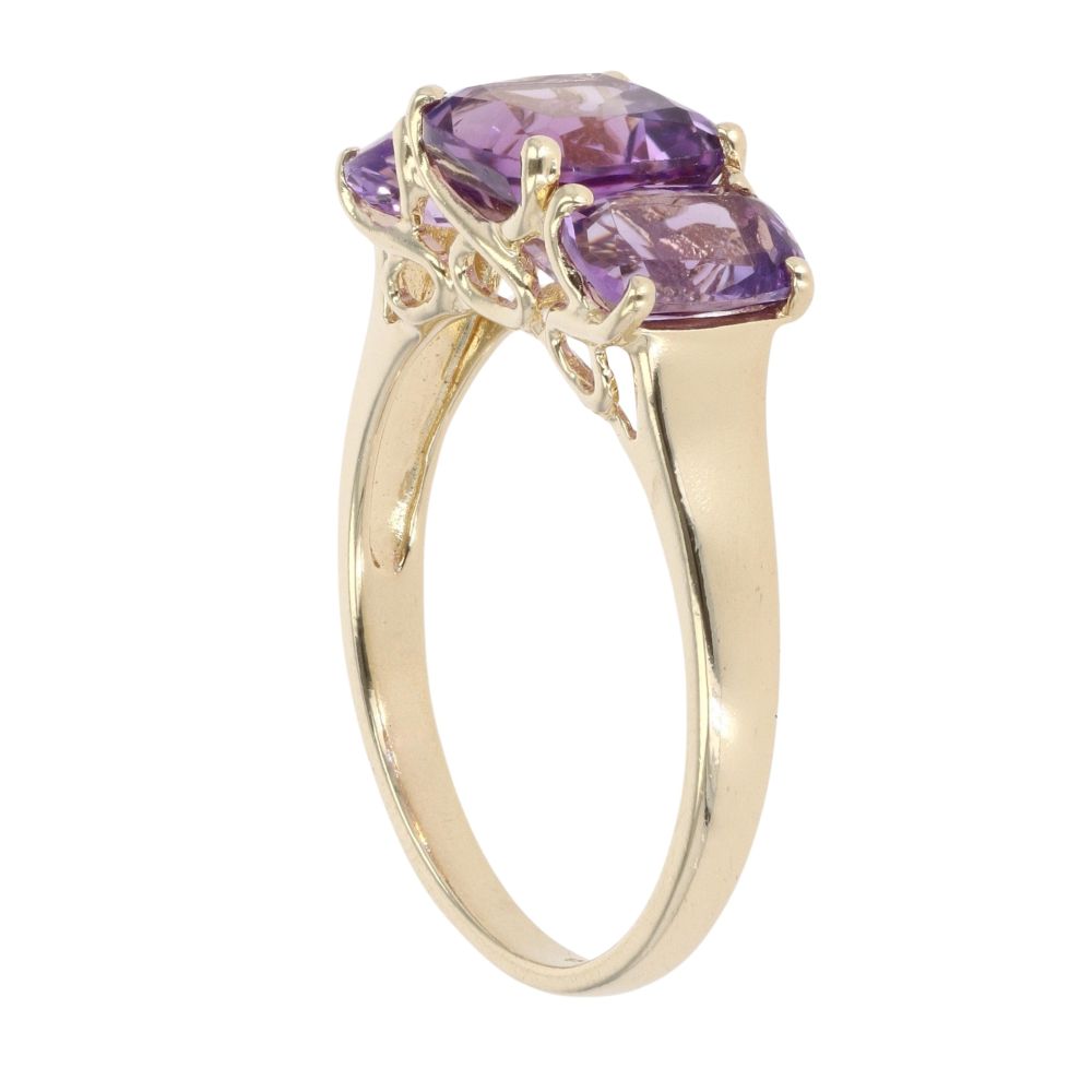 9ct Yellow Gold Three Stone Amethyst Ring RAMS196322531017 | Ramsdens ...
