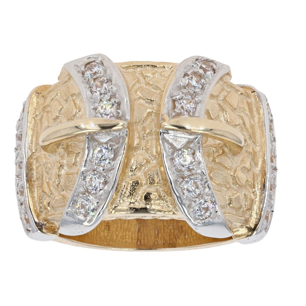 9ct Yellow Gold Cubic Zirconia Double Buckle Ring RAMS4430000056 ...