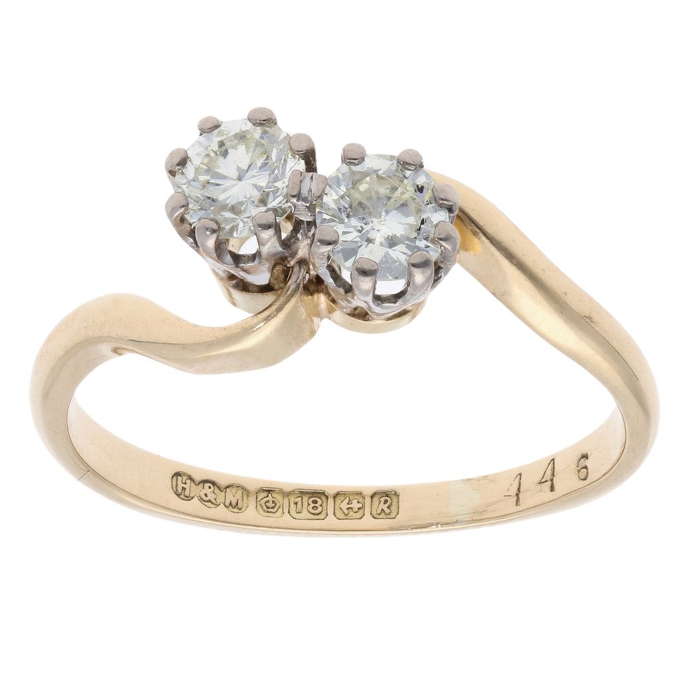 18ct Yellow Gold 0.50ct Diamond Two Stone Ring RAMS984310564023 ...