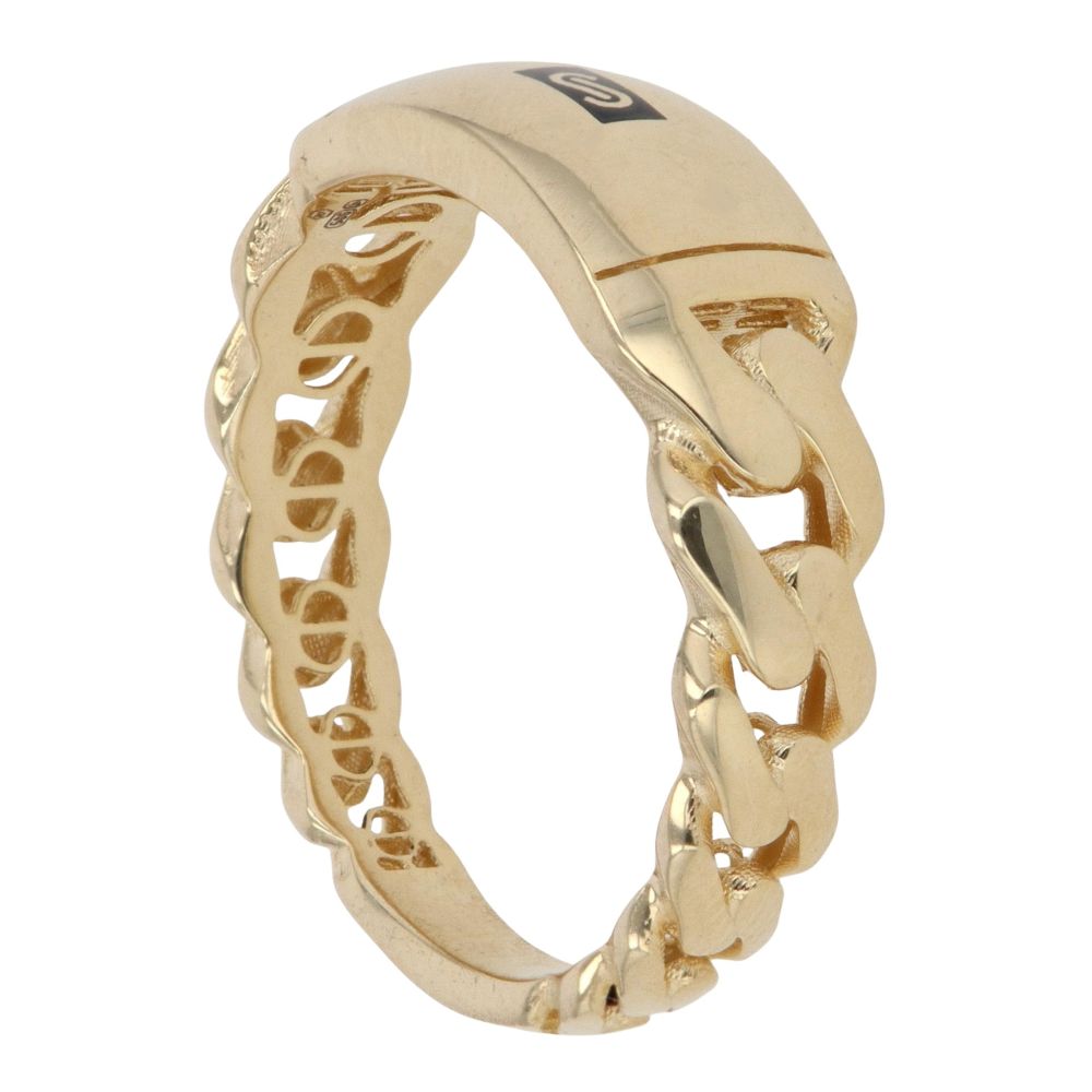 14ct Yellow Gold Monaco Classic Plain Vertical Link Signet Ring ...