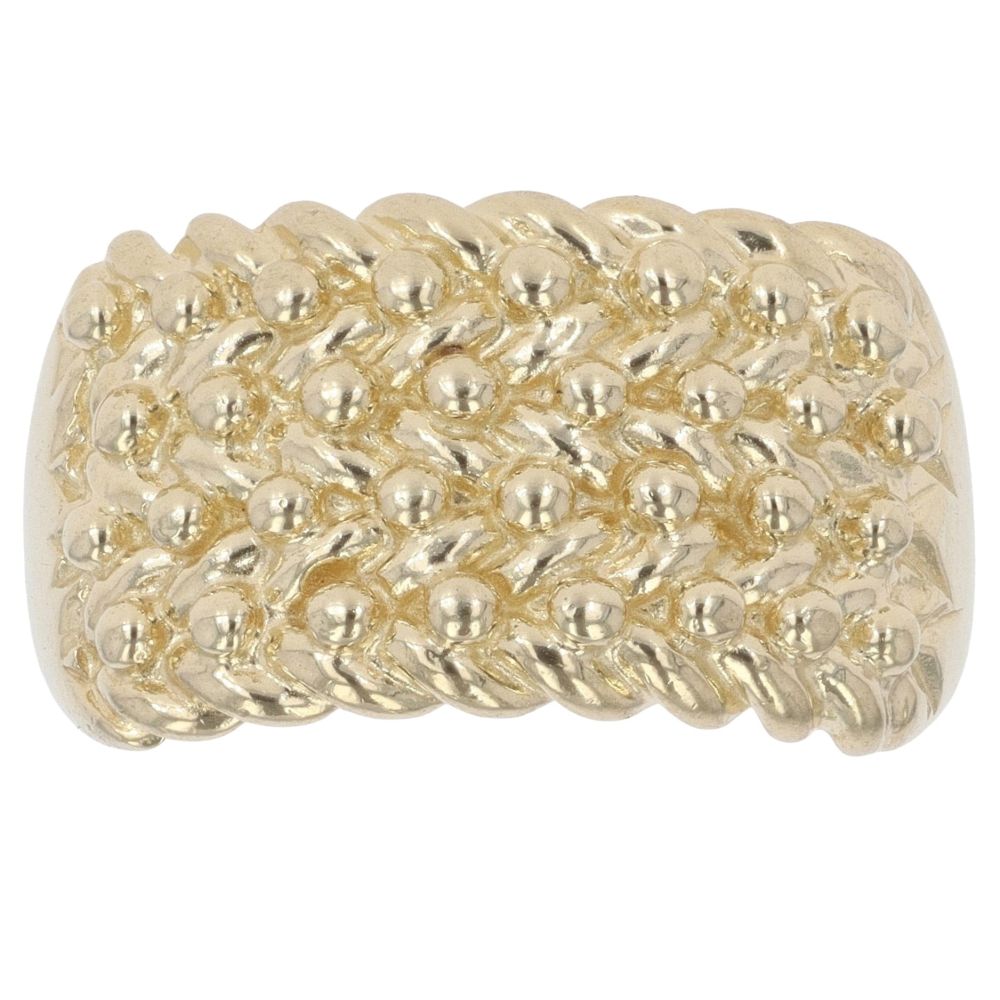 9ct Yellow Gold Four Row Keeper Ring RAMS752359377001 | Ramsdens Jewellery