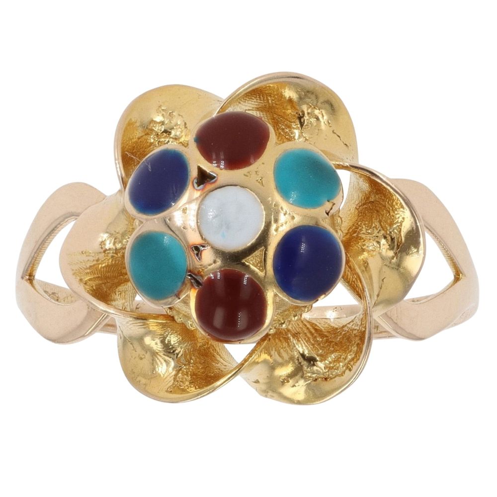 18ct Yellow Gold Multi Coloured Enamel Fancy Ring RAMS774355792010 ...