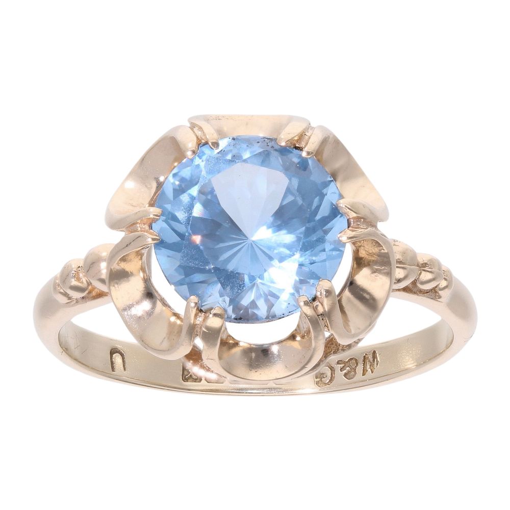 9ct Yellow Gold Blue Gemstone Single Stone Ring RAMS984305945008 ...