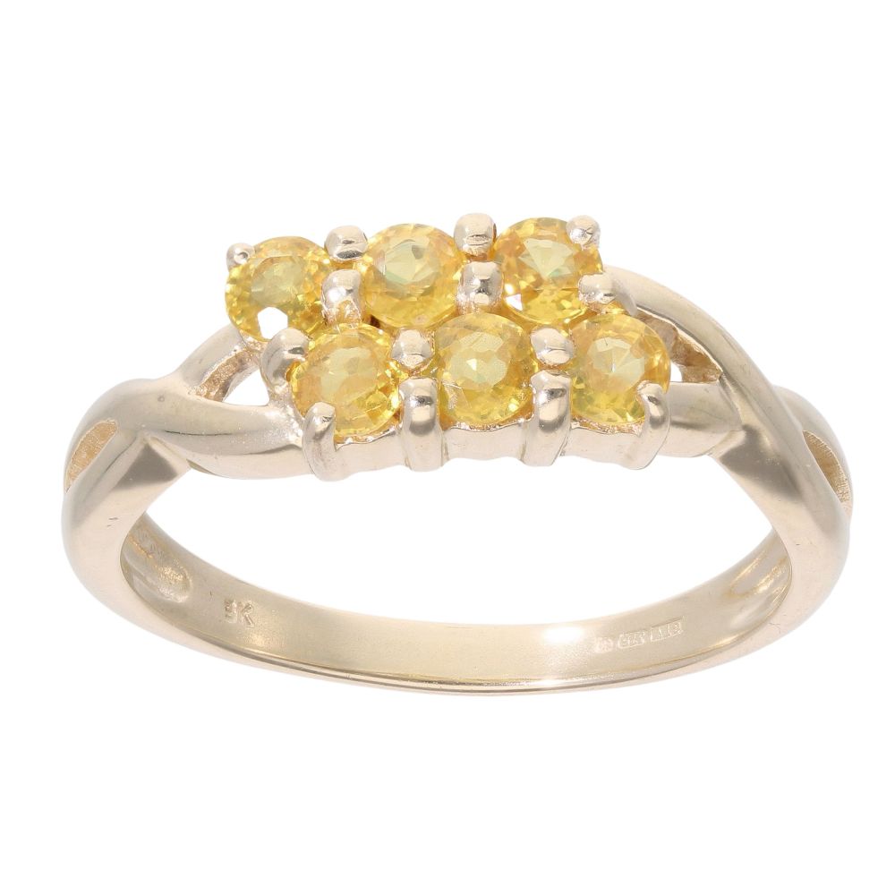 9ct Yellow Gold Yellow Gemstone Cluster Ring RAMS999306541009 ...