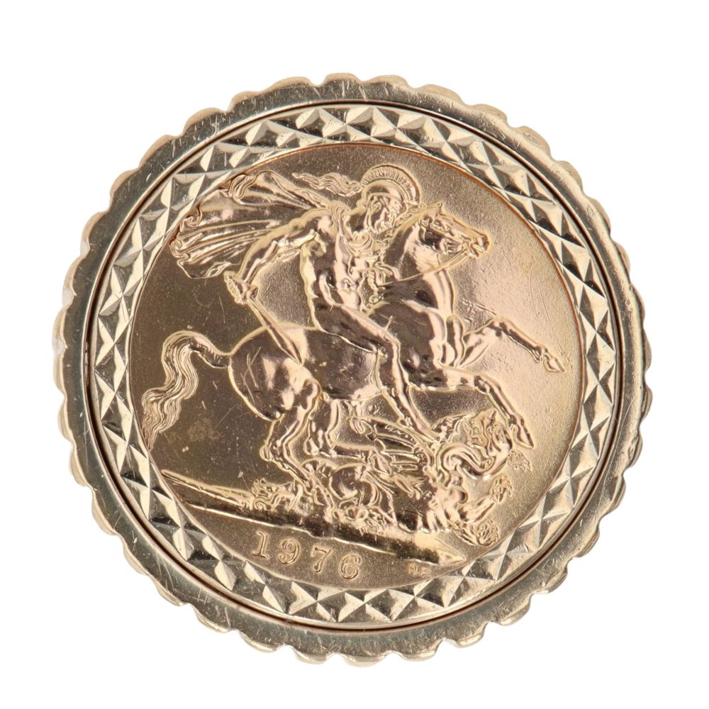 9ct Yellow Gold 1976 Elizabeth II Full Sovereign Coin Ring ...
