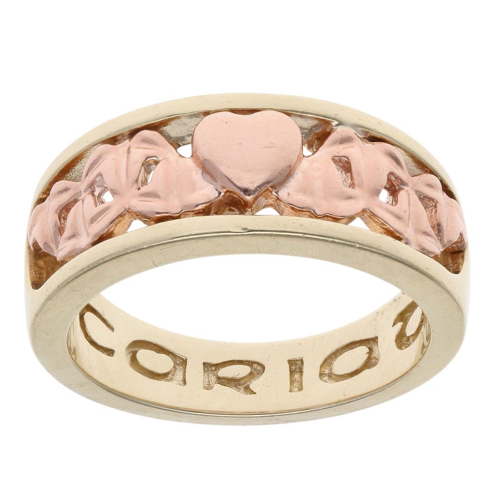 9ct Yellow And Rose Gold Cariad Heart Clogau Leaves Ring ...