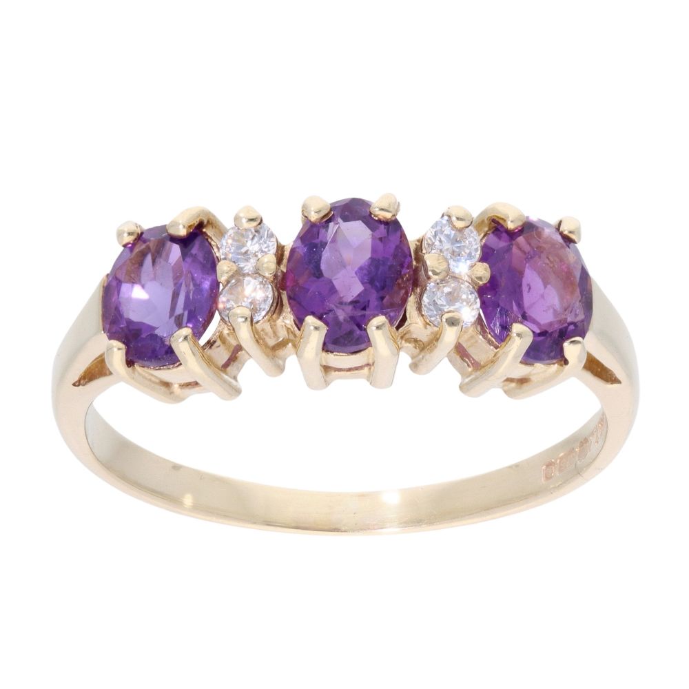 9ct Yellow Gold Amethyst and Cubic Zirconia Ring RAMS658285425016 ...