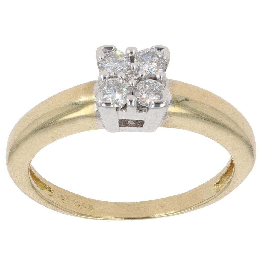 18ct Yellow Gold 0.33ct Brilliant Cut Diamond Cluster Ring RAMS753347552006 | Ramsdens Jewellery