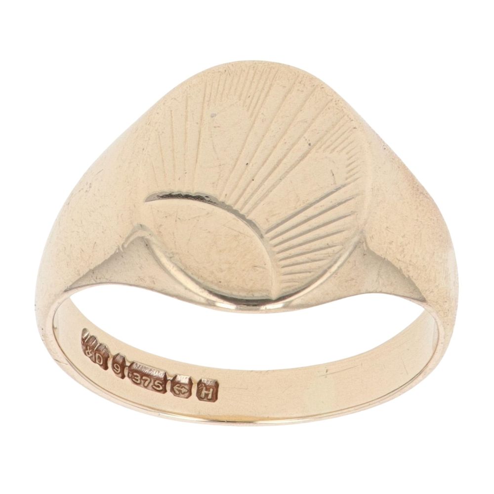 9ct Yellow Gold Patterned Signet Ring RAMS762366566005 | Ramsdens Jewellery