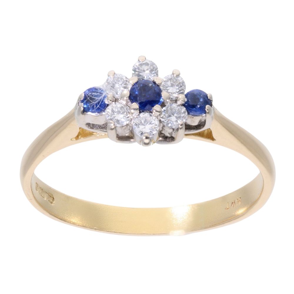 18ct Yellow Gold Sapphire and Diamond Cluster Ring | Ramsdens Jewellery