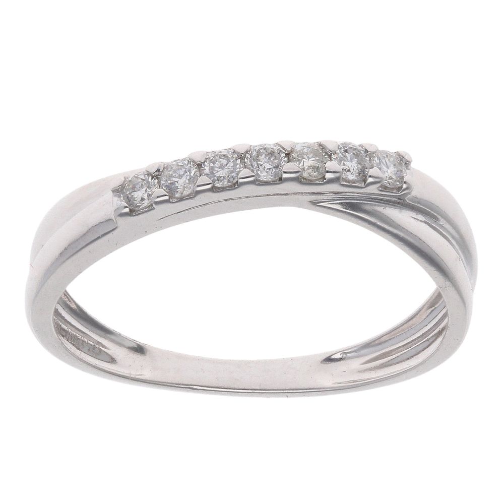 18ct White Gold 0.15ct Diamond Crossover Ring RAMS161358765004 ...
