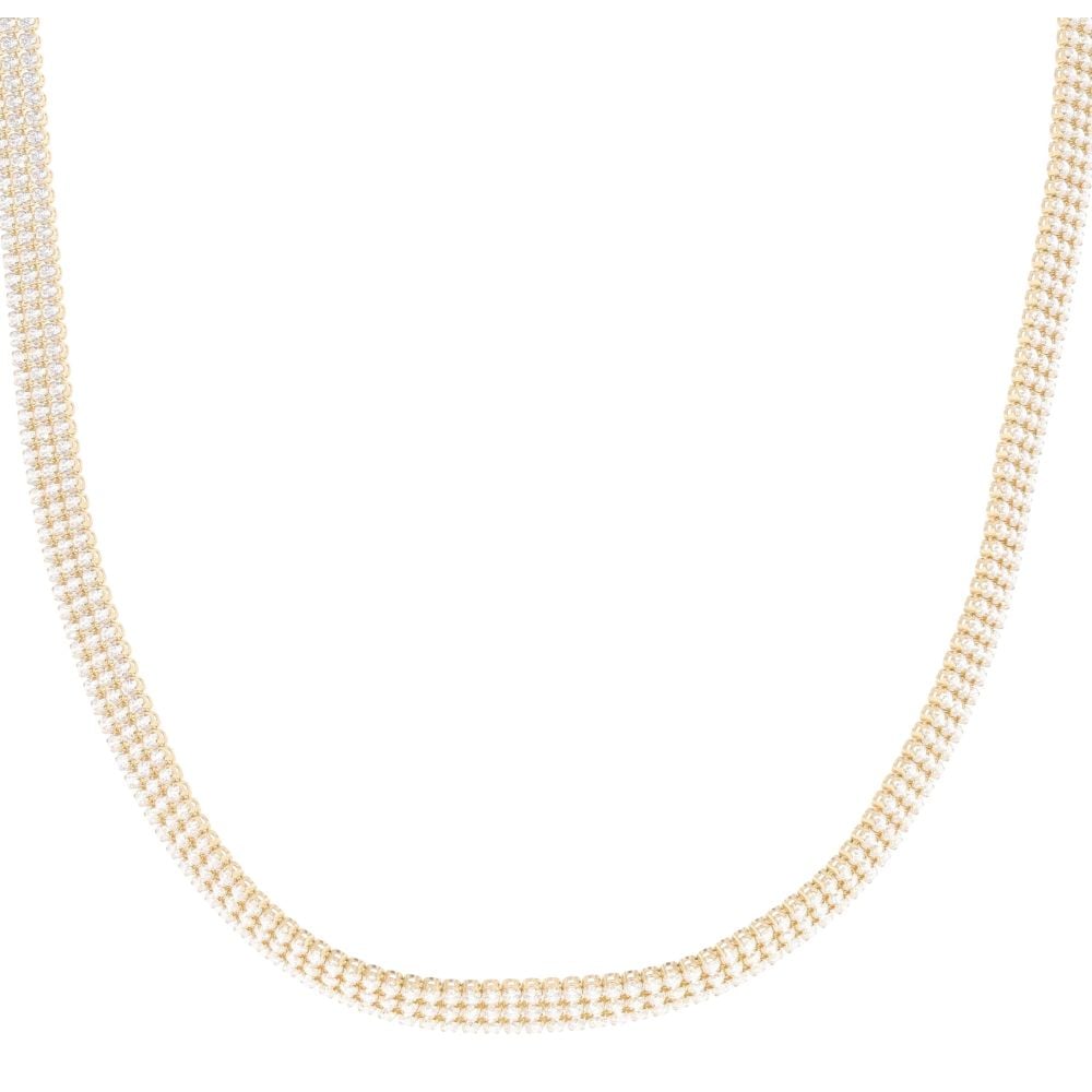 14ct Yellow Gold Monaco Cubic Zirconia Pave Chain 16" RAMS3830001762 ...