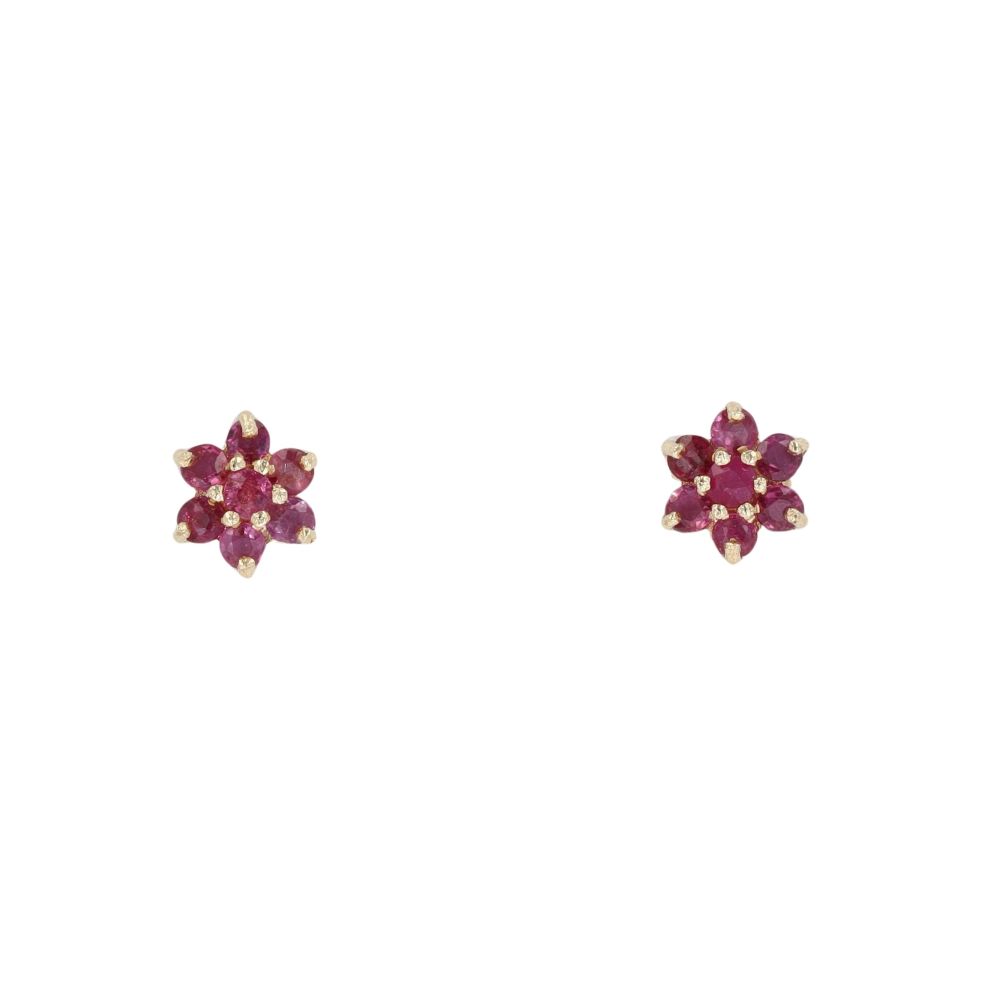 9ct Yellow Gold Ruby Cluster Stud Earrings RAMS3650000020 | Ramsdens ...