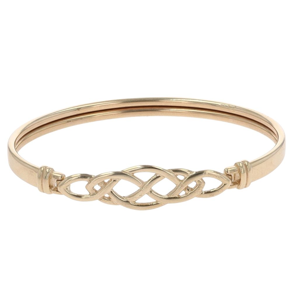 9ct Yellow Gold Celtic Hinged Bangle RAMS110348379001 | Ramsdens Jewellery