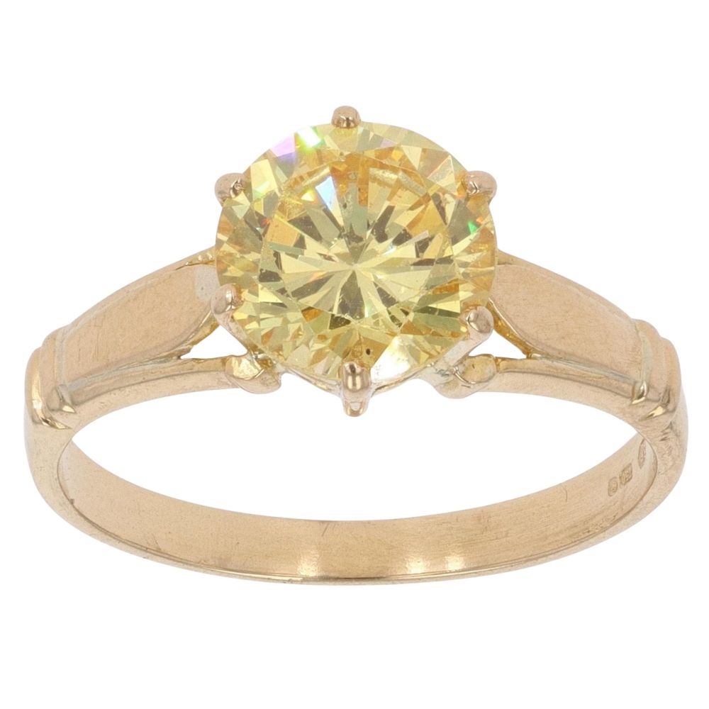 18ct Yellow Gold Yellow Topaz Single Stone Ring RAMS897342579006 | Ramsdens Jewellery
