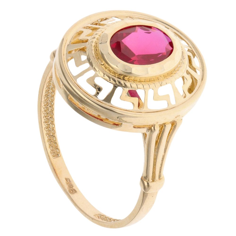 14ct Yellow Gold Red Gemstone Signet Ring RAMS7830003483-P | Ramsdens ...