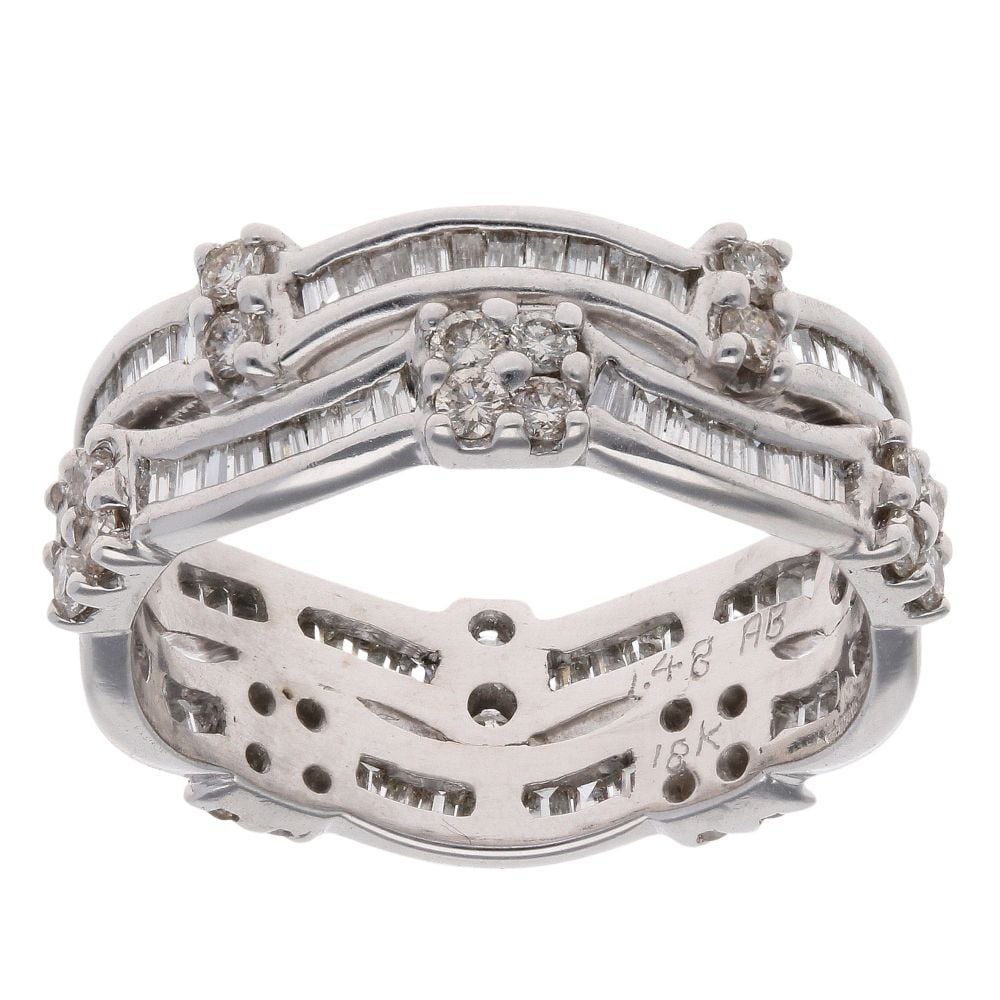 18ct White Gold 1.48ct Diamond Two Row Ring RAMS660341101010 | Ramsdens ...