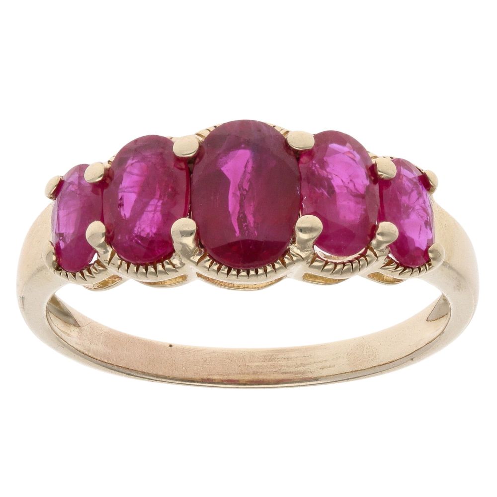 9ct Yellow Gold Ruby Five Stone Ring RAMS662353019001 | Ramsdens Jewellery