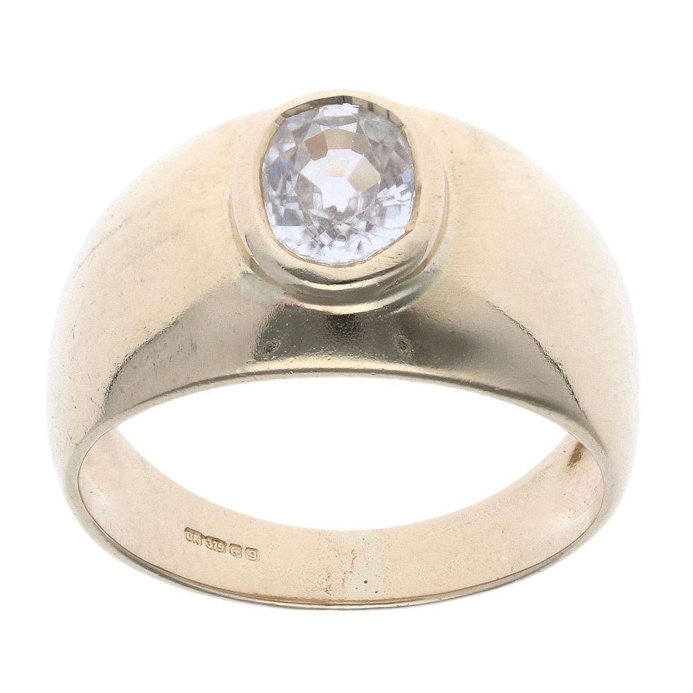 9ct Yellow Gold White Gemstone Ring RAMS677324990004 | Ramsdens Jewellery
